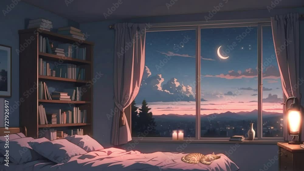 loop animation background, stream overlay, live wallpaper, cozy lo-fi ...