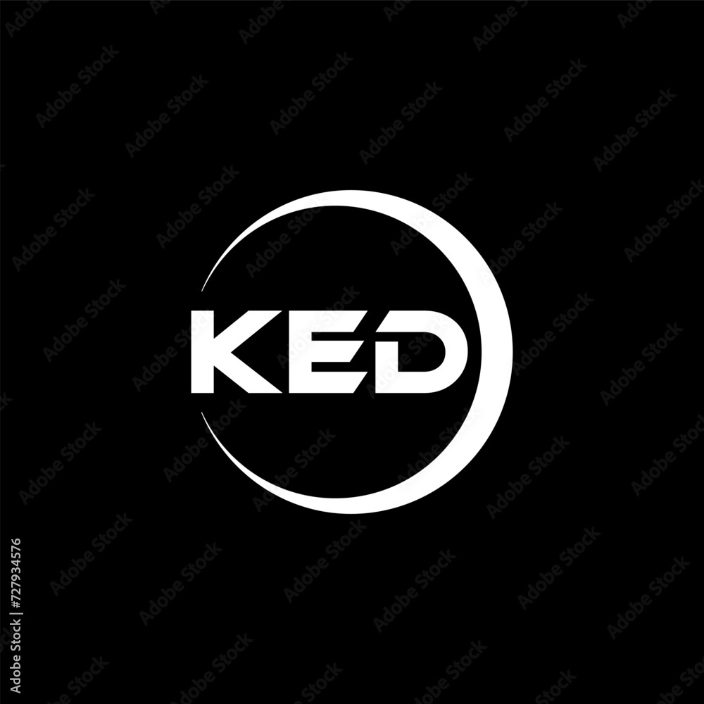 KED letter logo design with black background in illustrator, cube logo ...