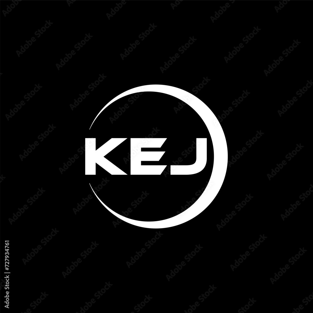 KEJ letter logo design with black background in illustrator, cube logo ...