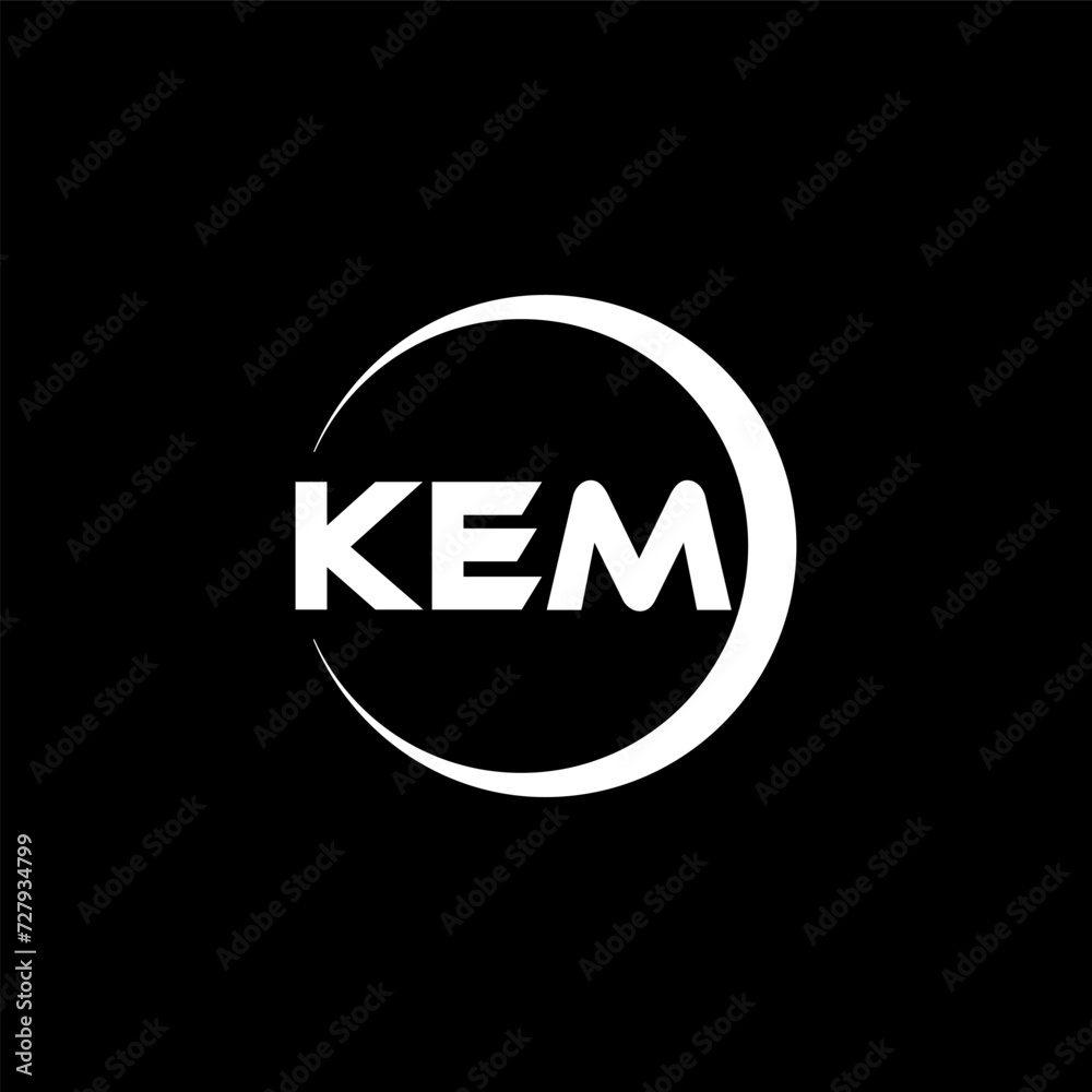 KEM letter logo design with black background in illustrator, cube logo ...