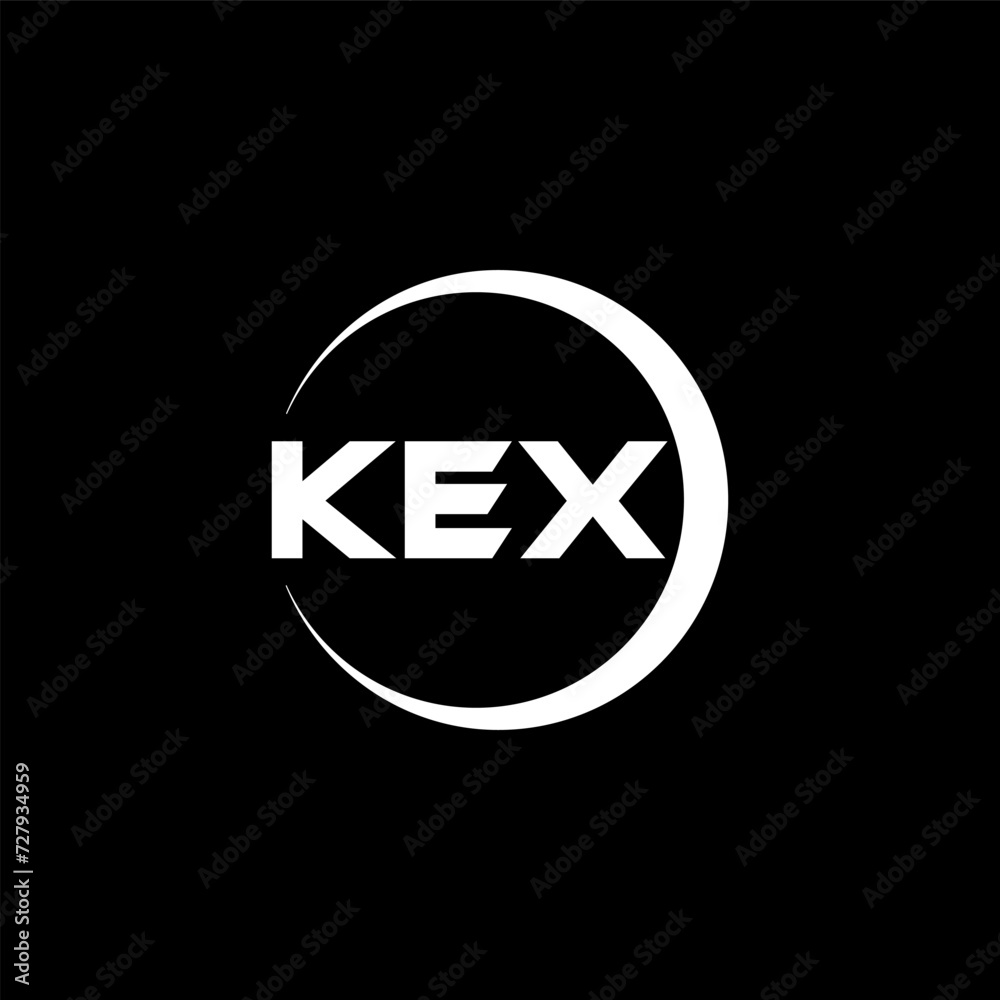 KEX letter logo design with black background in illustrator, cube logo, vector logo, modern ...