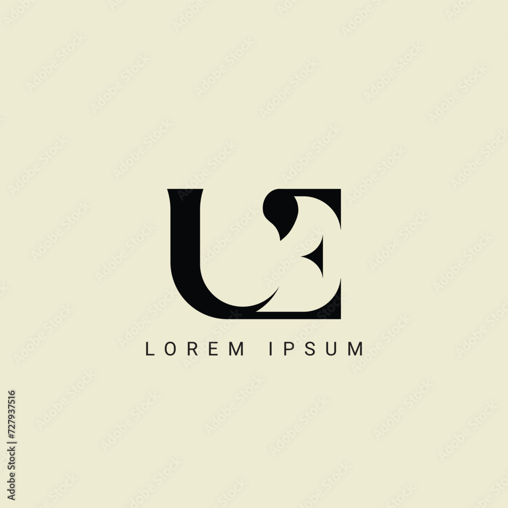 UE letter logo design. UE polygon, circle, triangle, hexagon, flat and ...