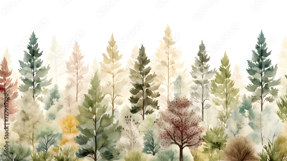 Watercolor seamless forrest pattern. Stock Illustration | Adobe Stock
