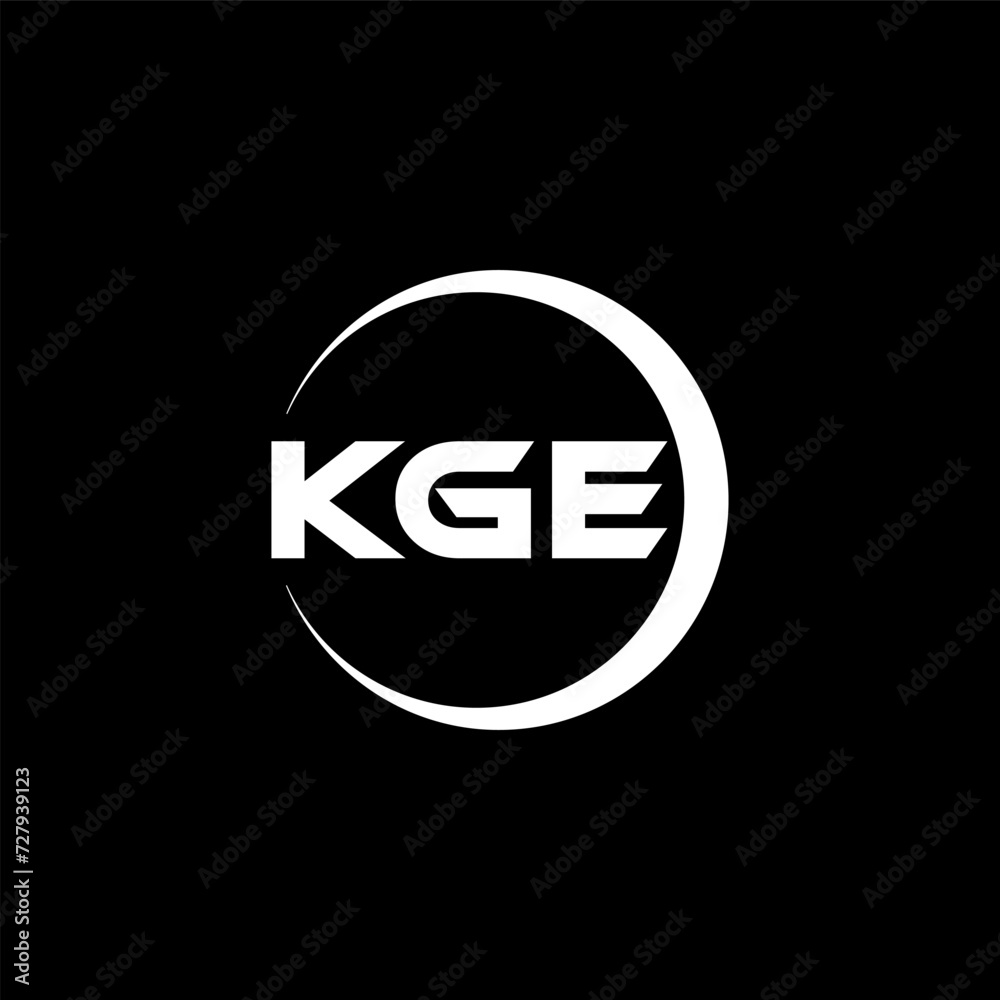 KGE letter logo design with black background in illustrator, cube logo ...