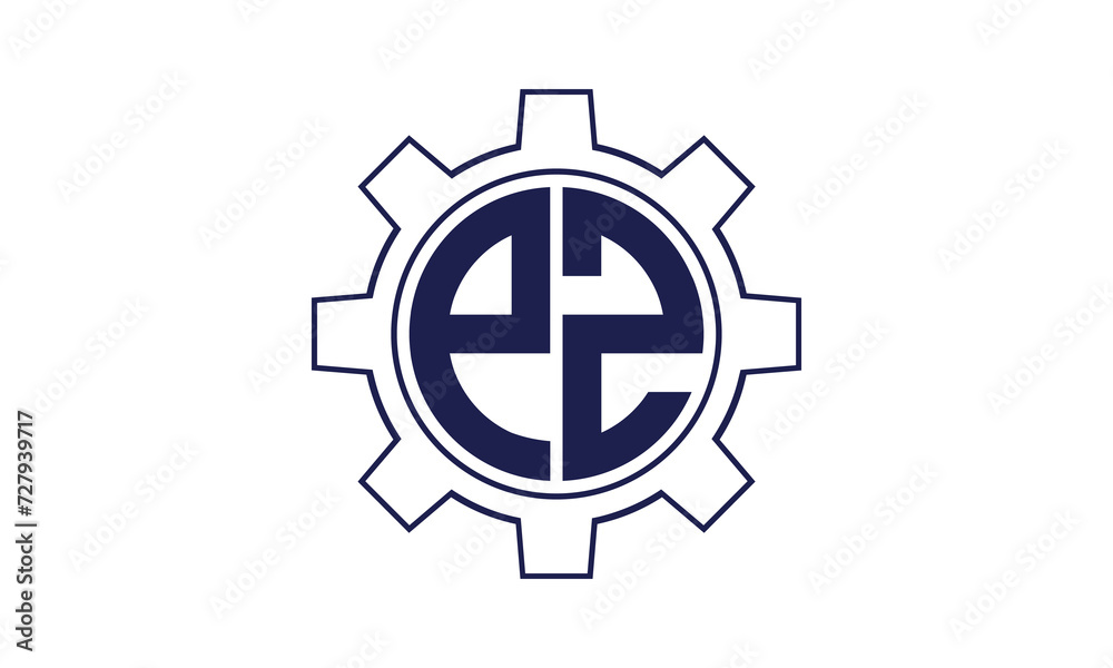 PZ initial letter mechanical circle logo design vector template ...