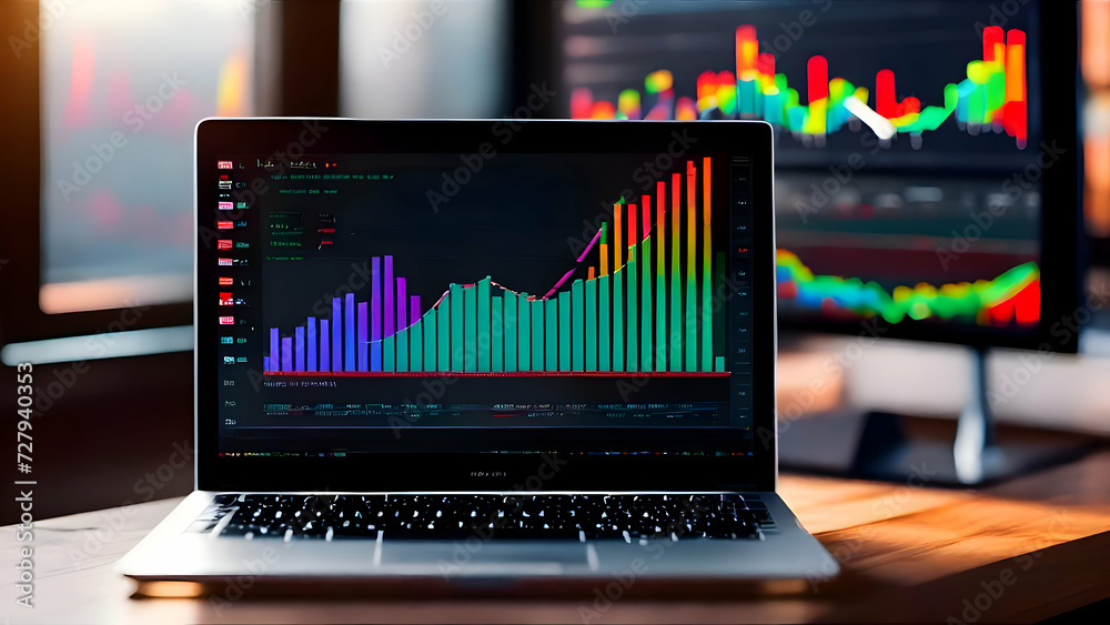 graph, chart, graph on laptop, chart on laptop, trading chart, stock ...