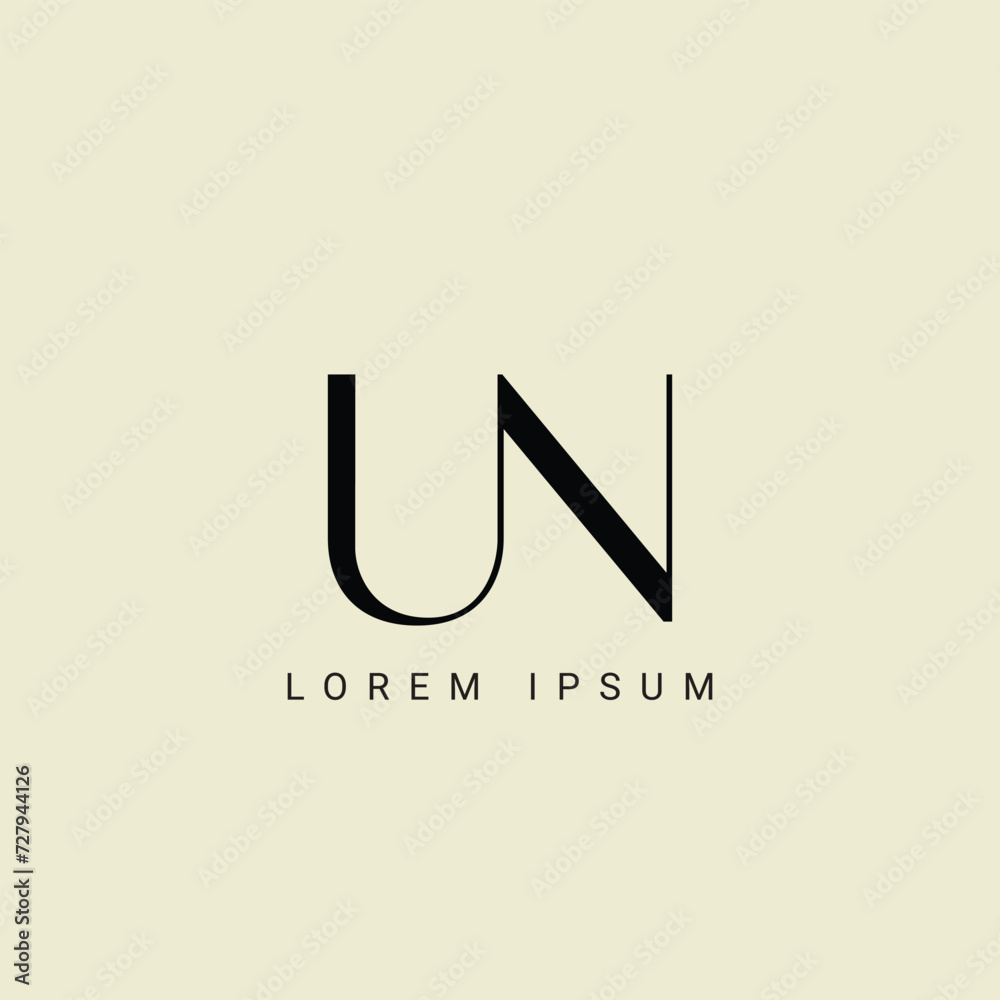 UN letter logo design. UN polygon, circle, triangle, hexagon, flat and ...