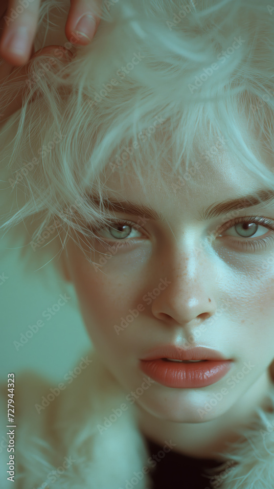 Non binary person with white blonde hair touching their hair, stimming ...