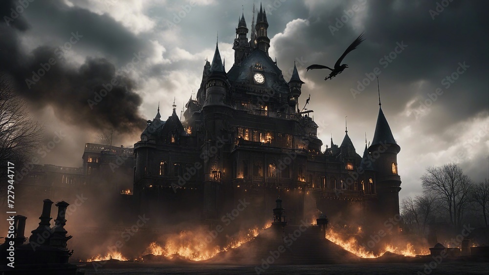 castle in the night A sinister castle, where a cruel demon lord rules ...