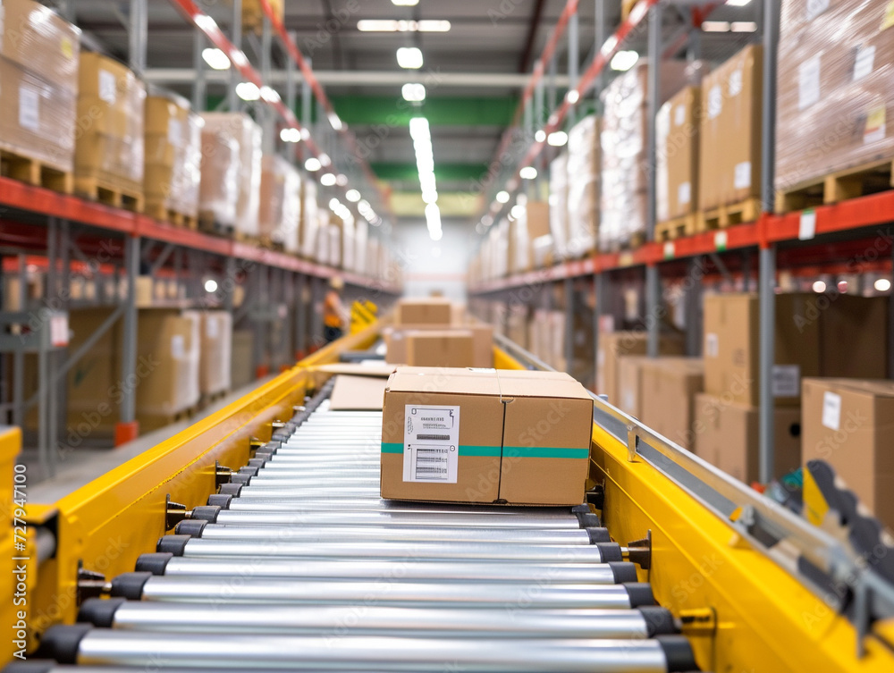 Packaging and labeling process in a warehouse, depicting the meticulous ...