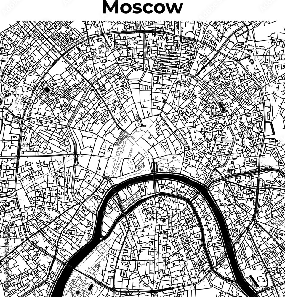 Moscow City Map, Cartography Map, Street Layout Map Stock Vector ...