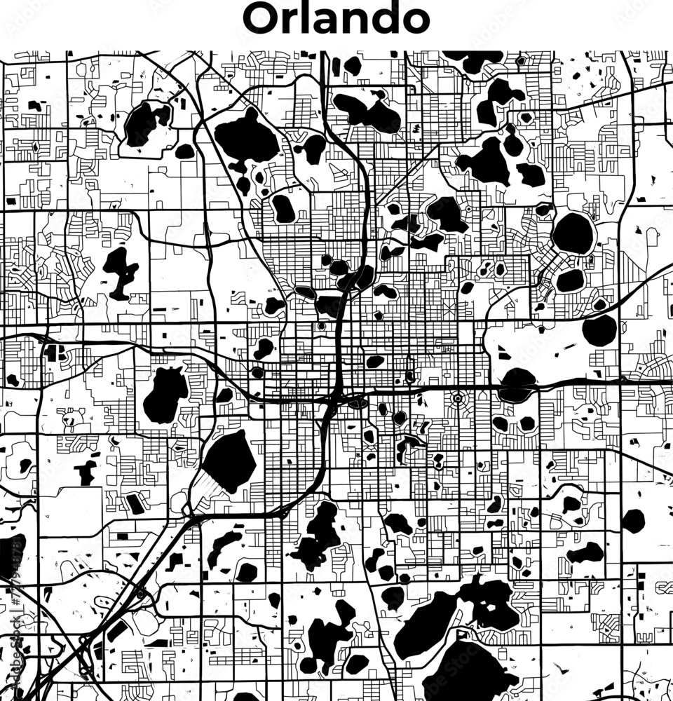 Orlando City Map, Cartography Map, Street Layout Map Stock Vector ...