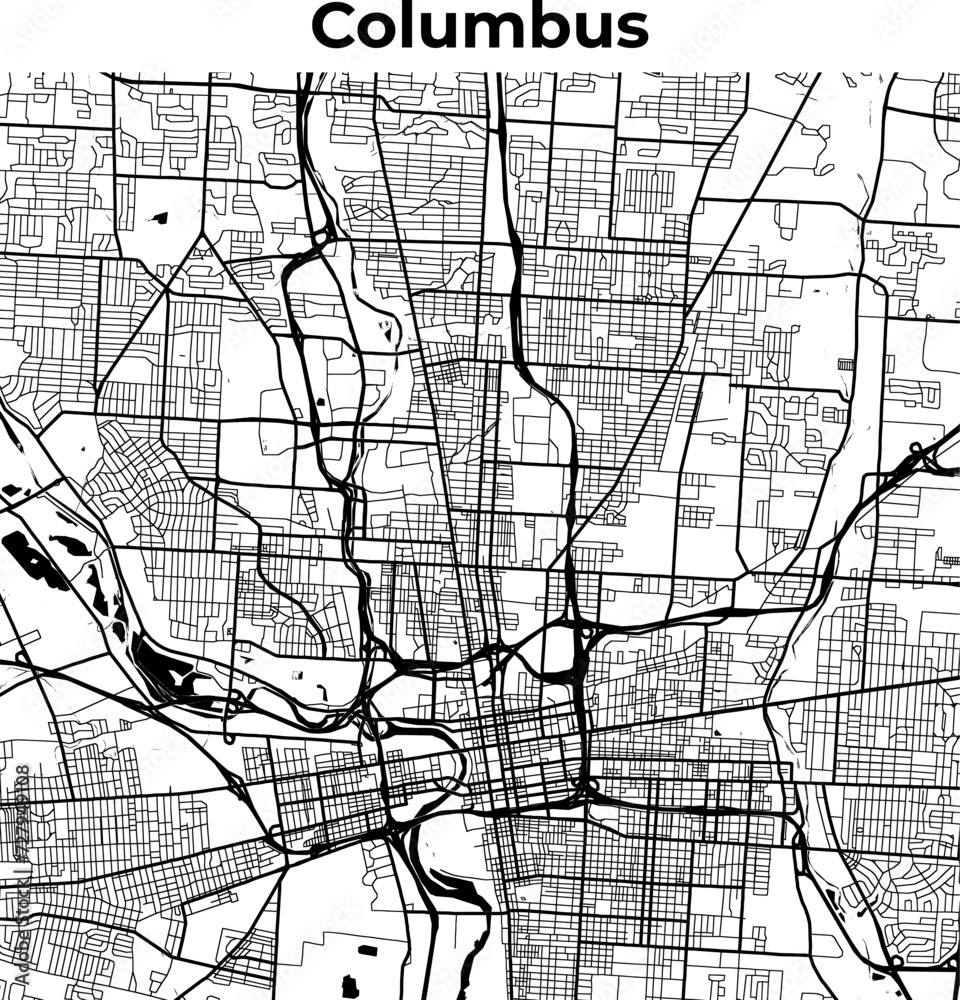 Columbus City Map, Cartography Map, Street Layout Map Stock Vector ...