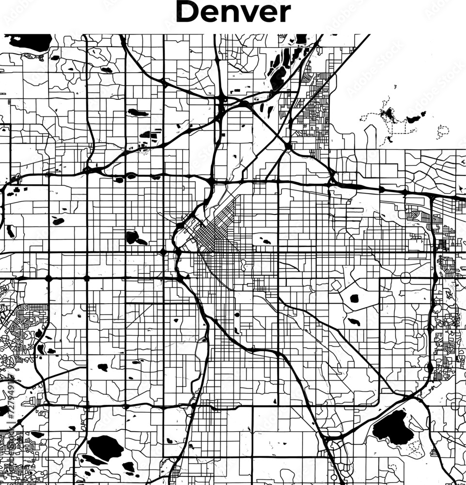 Denver City Map, Cartography Map, Street Layout Map Stock Vector ...
