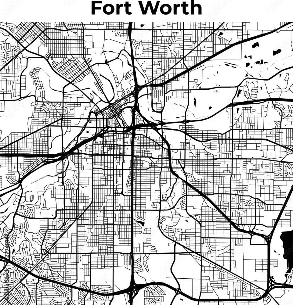 Fort Worth City Map, Cartography Map, Street Layout Map Stock Vector ...