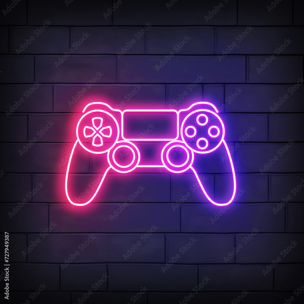 Neon-Glow Gamer Logo Design Template: Gamepad Silhouette on a Brick ...