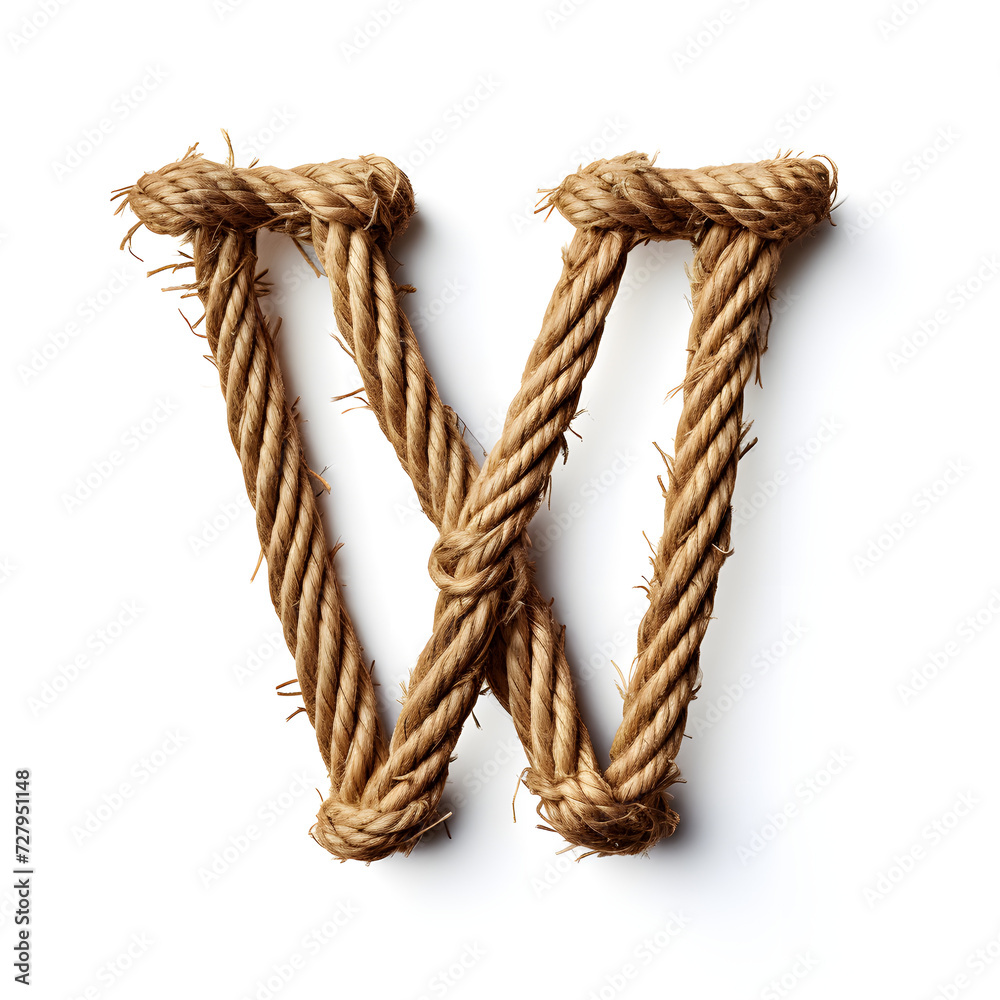 Letter W out of Rope, rope font, 3d rope font Stock Illustration ...