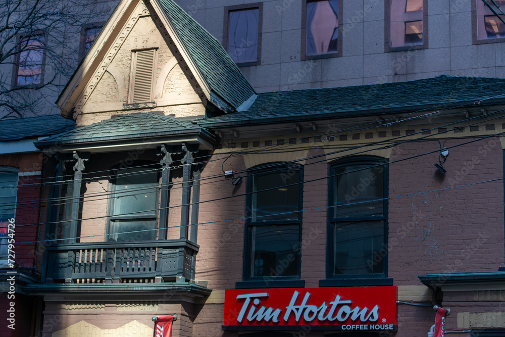 Tim Hortons Coffee House located in an old house in downtown Toronto ...