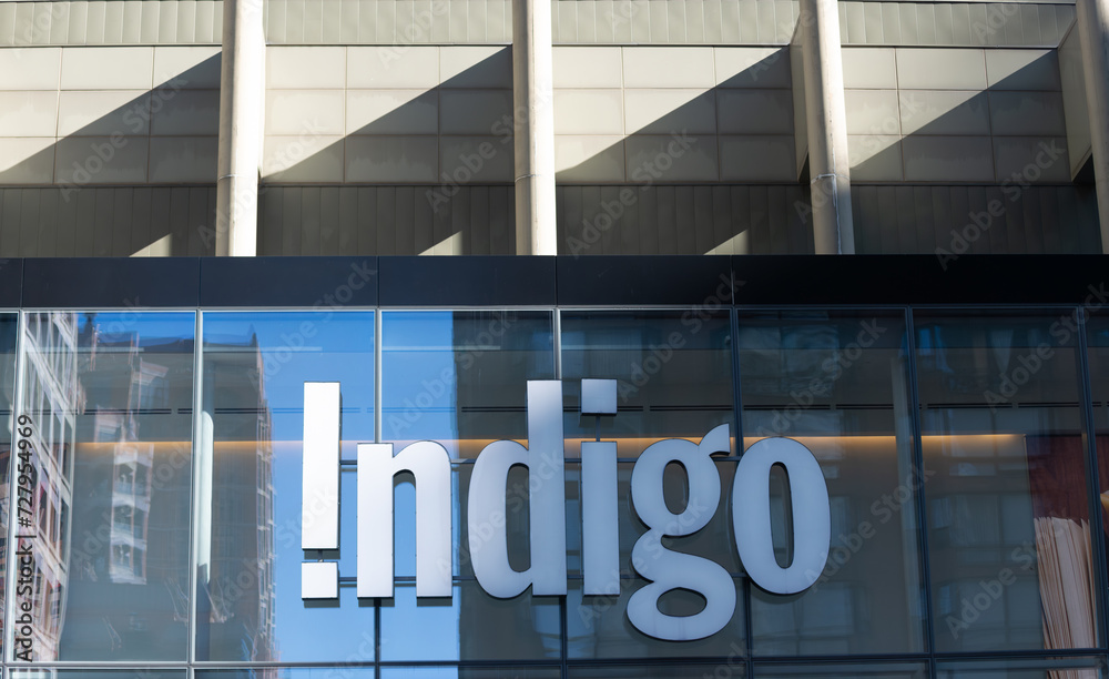 exterior facade and sign of Indigo, a chain lifestyle shop and ...