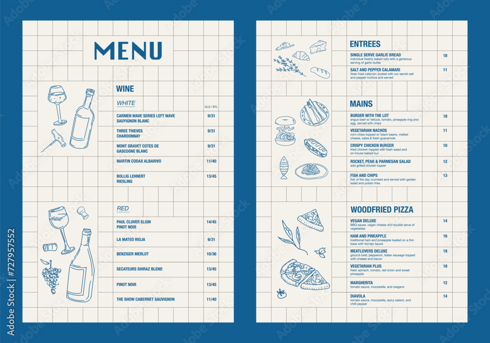 Restaurant menu design and label vector brochure template. Cafe menu ...