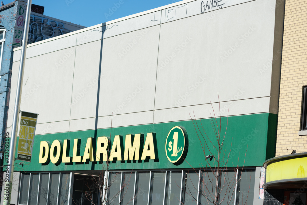 exterior facade and sign for Dollarama, a dollar store, located at 512 ...
