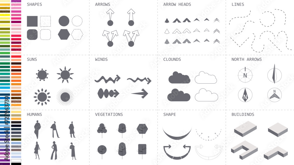 architecture site analysis symbol icon element drawing graphic flat ...