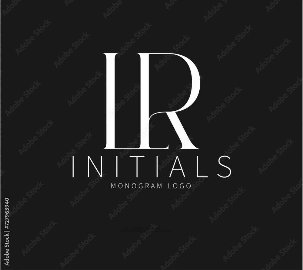 Poster LR Monogram logo, Minimalist Typographic Line Monogram Logo, LR ...