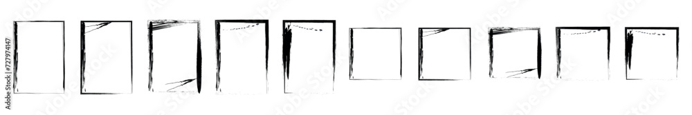 Grunge brush outline frames set. Hand drawn sketch border collection ...