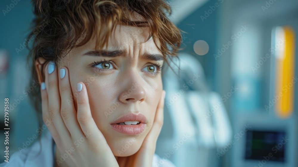 Headache, Close-Up of a Person Massaging Their Temples, Expressing the ...