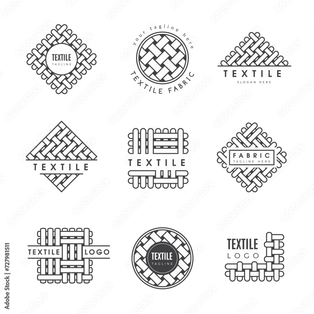 Textile logo. Weave templates for fabric business identity recent ...