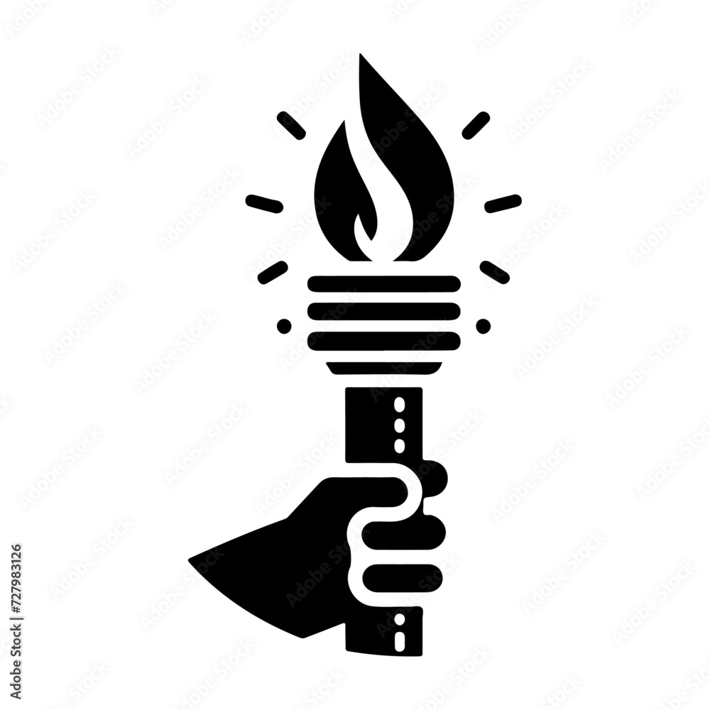 torch light vector icon silhouette, clipart, symbol, black color ...