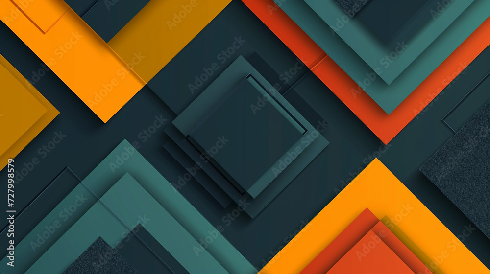 Dark teal, amber, squash, vermillion color square abstract background ...