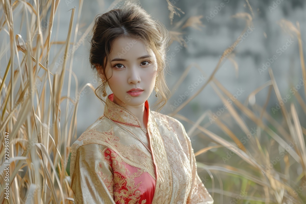 Foto de Gorgeous Thai woman in national clothes of Thailand realistic ...