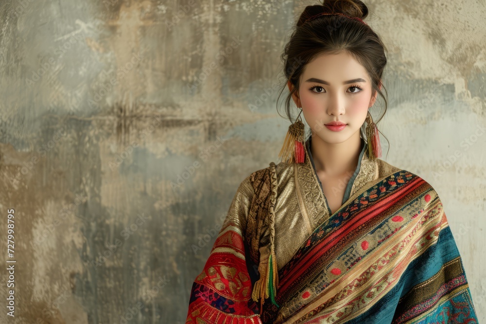 Thailand woman in national clothes of Thailand detailed photography ...