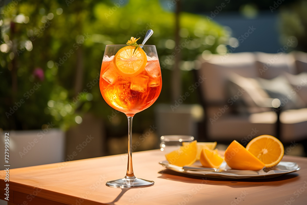 Aperol spritz in a glass cup Stock Photo | Adobe Stock