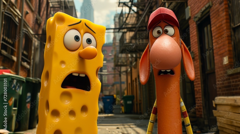 Two characters from the cartoon show, are standing next to each other ...