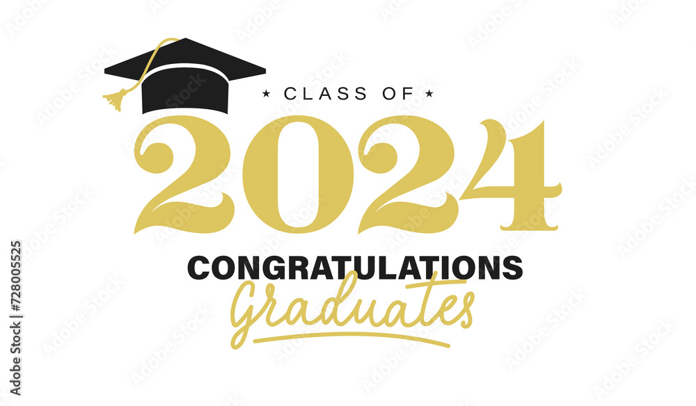 Class of 2024 graduation typography template. Congratulations graduates ...