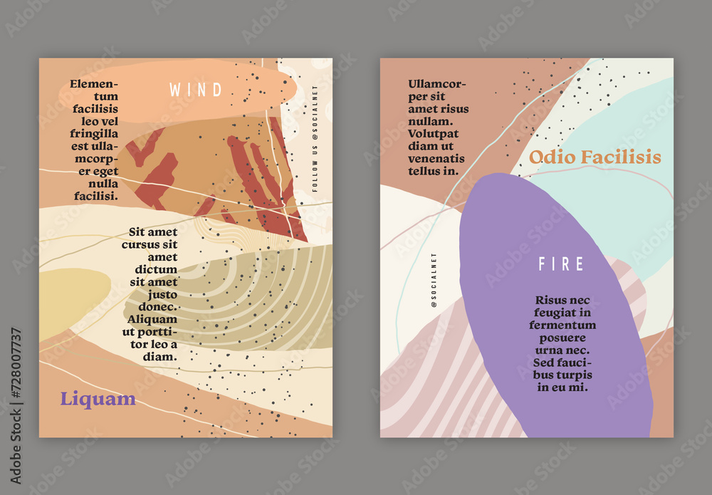US Letter Flyer Overlapping Blobs Textured With Spots And Lines Stock ...