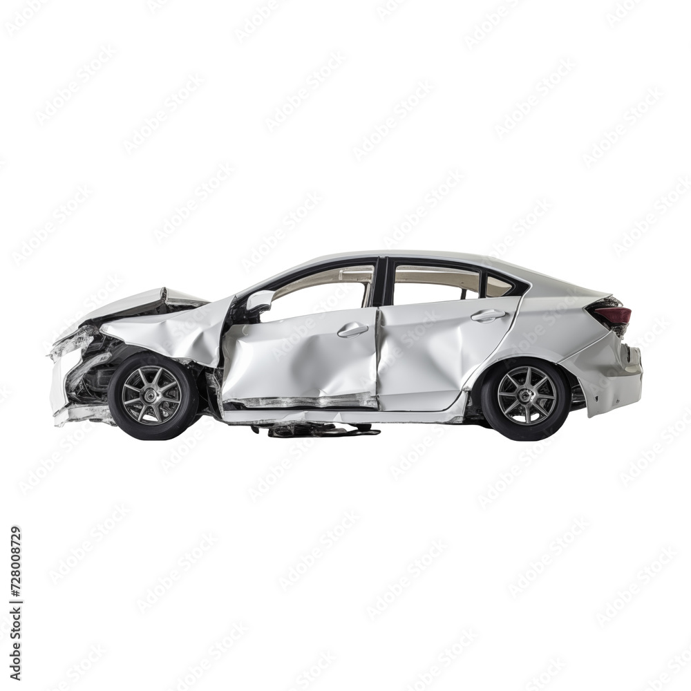 Roadside Collision: Damaged Car After Accident isolated on transparent ...