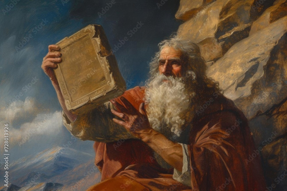 Moses receiving the tablets on mount sinai Embodying divine law and ...