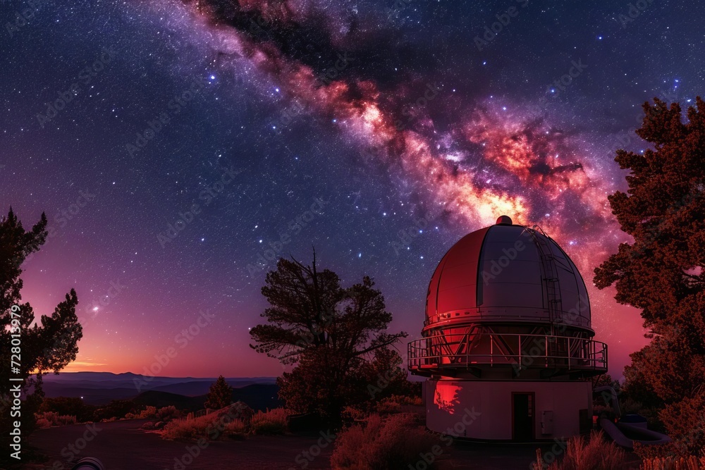 Observatory under a clear night sky Capturing the light of distant ...