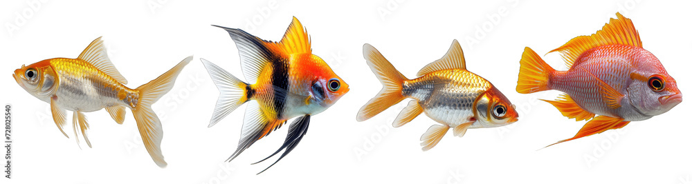 Collection of aquarium fish, freshwater fish on transparent background ...