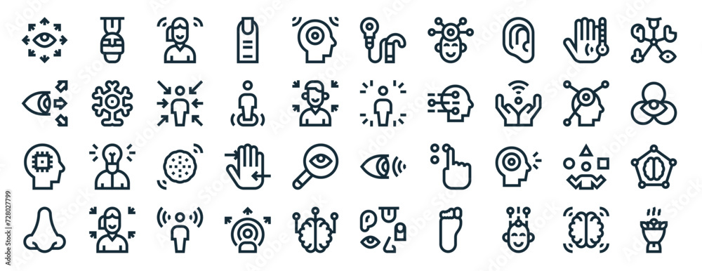 Vetor de set of 40 outline web sensorial icons such as taste, sight ...