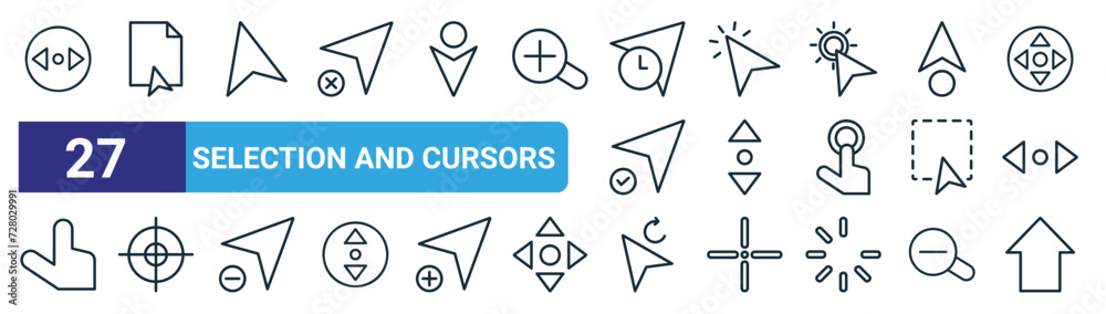 Vecteur Stock set of 27 outline web selection and cursors icons such as ... Vecteur Stock set of 27 outline web selection and cursors icons such as ...