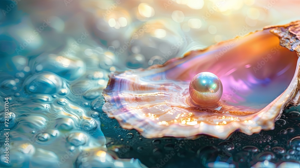 Colorful pearl in oyster shell wallpaper background Stock Photo | Adobe ...