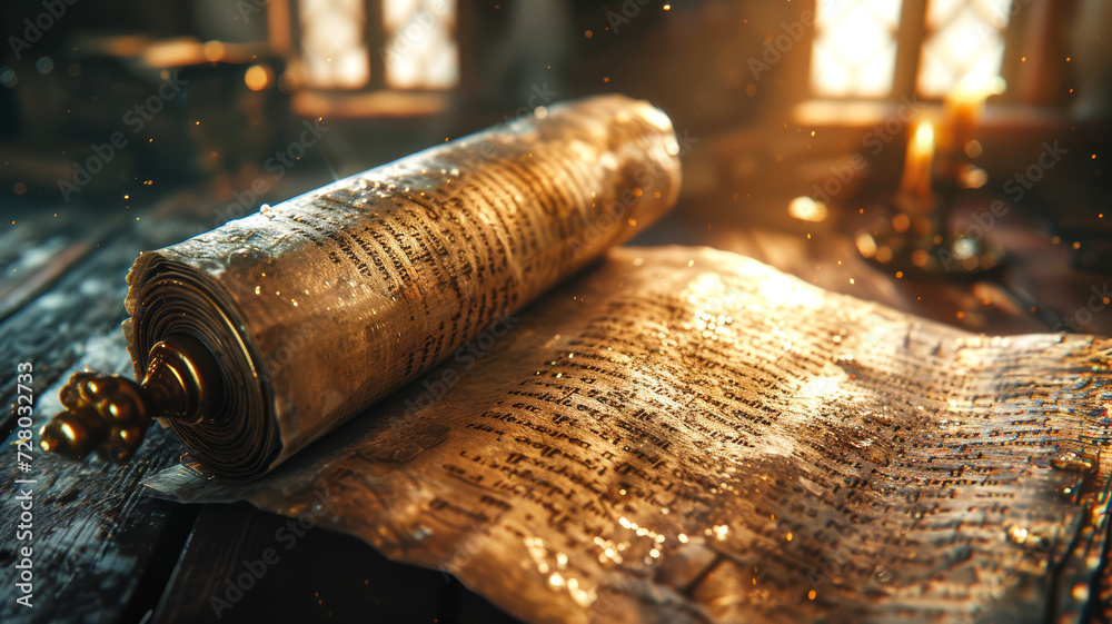 Old manuscript parchment Hebrew text ancient biblical scroll prophets ...