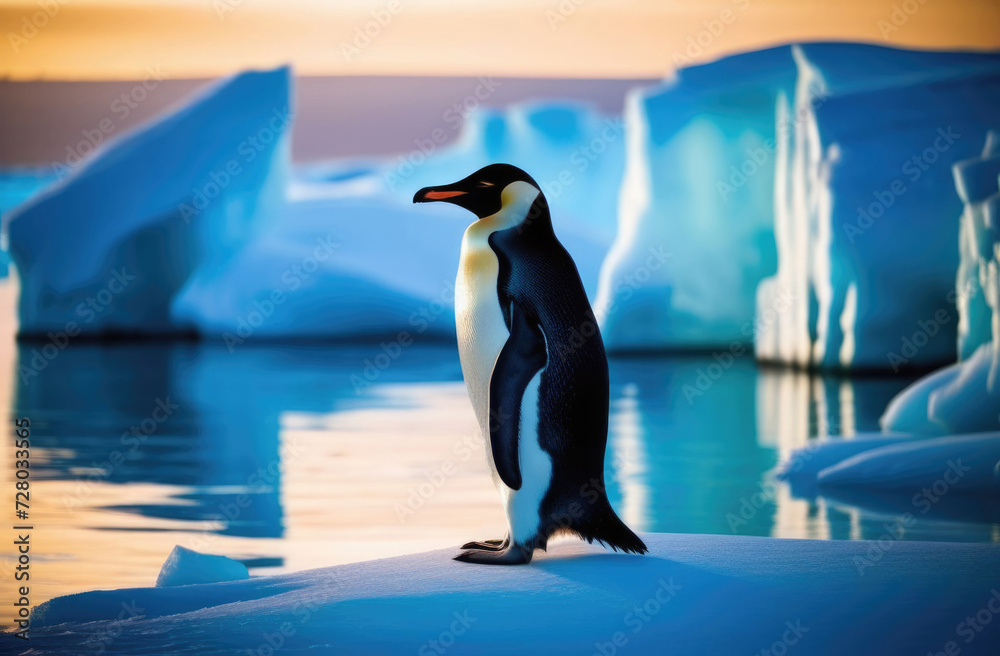 World Penguin Day, iceberg in the ocean, the kingdom of ice and snow, a ...