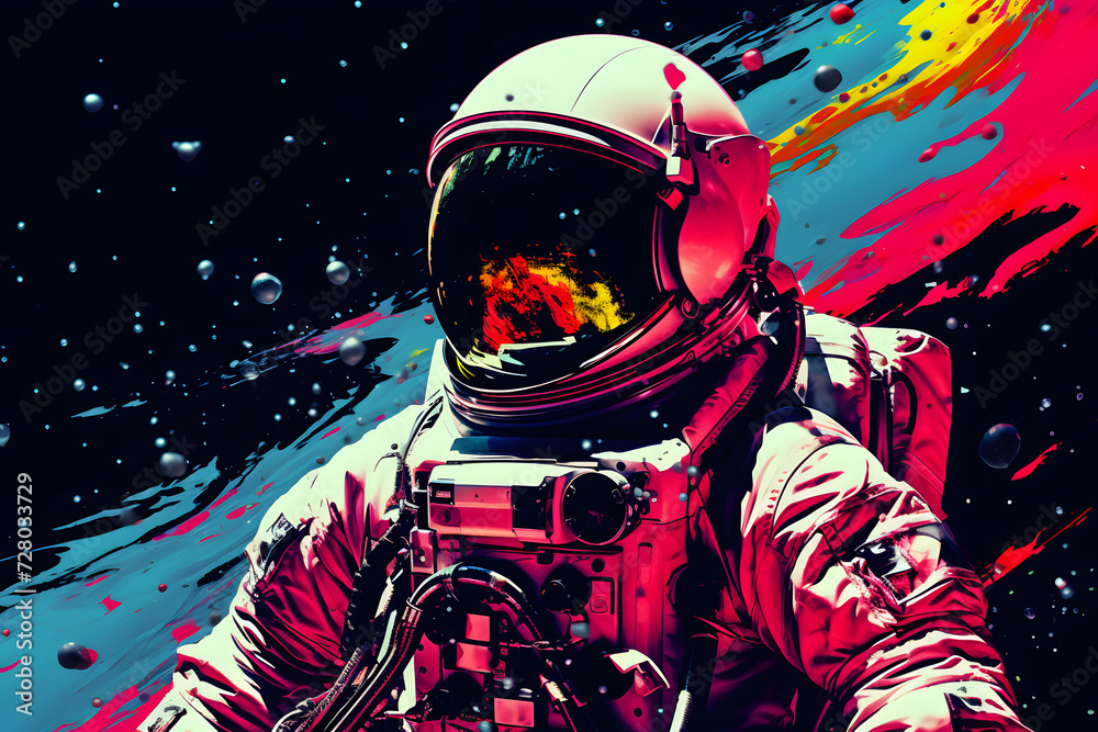 pop art astronaut, pop art style astronaut, space travel illustrated ...