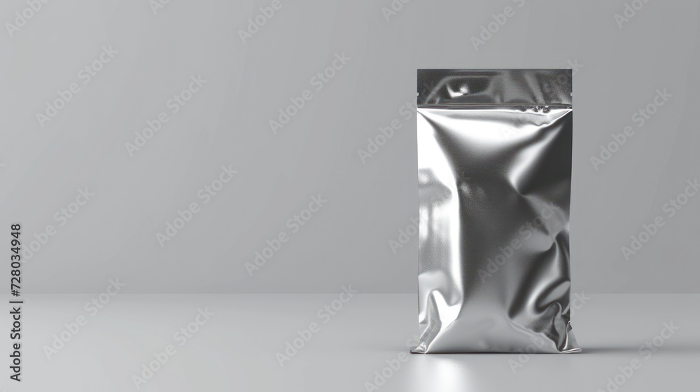 aluminum foil sachet packaging with a minimal background, 3D rendered ...