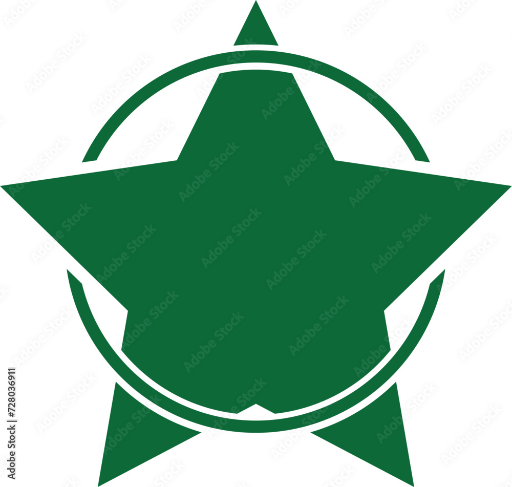 star shaped shape. vector illustration of a green star with a circle ...